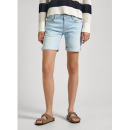 Pepe Jeans Damen Slim-fit-Jeans "Shorts SLIM SHORT MW", blau, Gr. 26, Denim/Jeans, Obermaterial: 98% Baumwolle, 2% Elasthan, Jeans