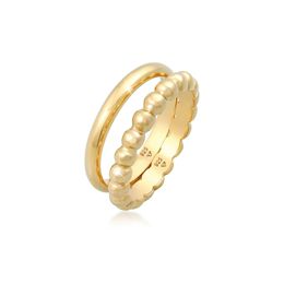 Elli Damen Ring-Set "Bandring Basic Kugel Design (2 tlg.) 925 Silber", 56mm, ohne Stein, Silber 925 (Sterlingsilber), gold, Silber 925