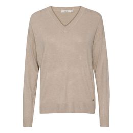 oxmo Damen Strickfleece-Pullover "Strickpullover OXHelle", beige, Gr. M, Obermaterial: 80% Viskose CV. 20% Nylon NY., Pullover