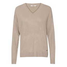 oxmo Damen Strickfleece-Pullover "Strickpullover OXHelle", beige, Gr. S, Obermaterial: 80% Viskose CV. 20% Nylon NY., Pullover