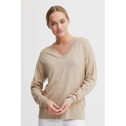 oxmo Damen Strickfleece-Pullover "Strickpullover OXHelle", beige, Gr. M, Obermaterial: 80% Viskose CV. 20% Nylon NY., Pullover