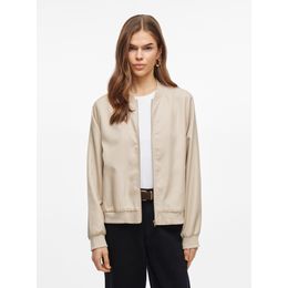 Vila Damen Blouson "VIPAPAYA L/S BOMBER JACKET - NOOS", beige, Gr. 40, unifarben, Web, Obermaterial: 100% Polyester, Jacken