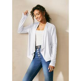Lascana Damen Shirtjacke, wei&szlig;, Gr. 32, Jersey, Obermaterial: 100% Viskose, Shirts, in offener Form, Strickjacke aus Jersey, Sommerjacke, Cardigan