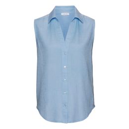 Lascana Damen Blusentop, blau, Gr. 36, unifarben, Web, Obermaterial: 58% Viskose, 28% Baumwolle, 14% Leinen, Blusen, aus softer Webware mit
