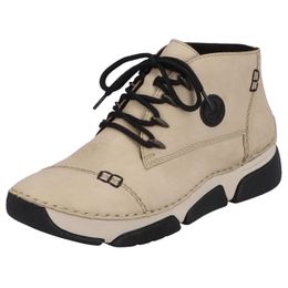 Rieker Damen Schn&uuml;rboots, Gr. 41, beige, Lederimitat, Schuhe, mit Ziersteppung