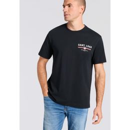 Gant Herren T-Shirt "GRAPHIC SS T-SHIRT", schwarz, Gr. XXL, Jersey, Obermaterial: 100% Baumwolle, Shirts, Print, Rundhals