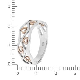 ZEEme Damen Fingerring "Silber 925 zweifarbig mit Herz-Motiven", 020 (63,7), Silber 925 (Sterlingsilber), rot, Silber 925 (Sterlingsilber),