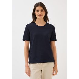 Cecil Damen T-Shirt, blau, Gr. XL, unifarben, Web, 90% Baumwolle, 10% Polyester, Shirts, mit Knopf Details