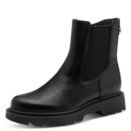 Tamaris Damen Chelseaboots, Gr. 38, schwarz, Leder, Schuhe, Blockabsatz, Stiefelette mit Stretcheinsatz an der Au&szlig;enseite