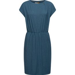 Ragwear Damen Jerseykleid "Copr", blau, Gr. XL, Material: 48% Viskose, 47% Polyester, 5% Elasthan, Kleider, Stylisches Shirtkleid mit Raffungen