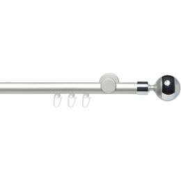 Gardinenstange Liedeco, L:160cm &Oslash;:20mm, grau, Aluminium, Gardinenstangen, "Innenlaufgarnitur 20 mm Power Kugel mit Ring", Gardinenstange Komplett
