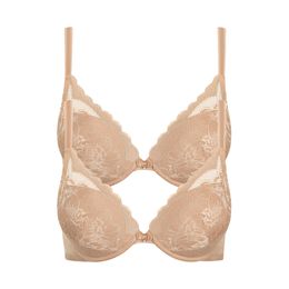 LISCA Damen Push-up-BH "2er Pack Push up BH Evelyn", Gr. 90, beige, Spitze, Obermaterial: 82% Polyamid PA. 18% Elasthan EL., BHs