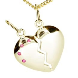 OSTSEE-SCHMUCK Damen Kette mit Anh&auml;nger "OSTSEE-SCHMUCK Kette mit Anh&auml;nger geteiltes Herz", 45cm, Silber 925 (Sterlingsilber), L: 42, gold, Silber