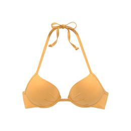 s.Oliver Damen Push-Up-Bikini-Top "Rome", gelb, Gr. 34, unifarben, Microfaser, Polyamid, Bikini-Oberteile, in verschiedenen Unifarben