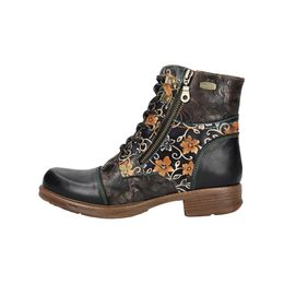 Laura Vita Damen Schn&uuml;rstiefelette "Laura Vita Stiefelette Leder/Textil", Gr. 37, schwarz, Leder, Textil, Schuhe