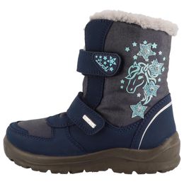 Lurchi M&auml;dchen Winterboots "Kasandra SYMPATEX", Gr. 34, blau, Lederimitat, Textil, Glitzer, Schuhe, Klettboots mit Glitzer, Gr&ouml;&szlig;enschablone zum