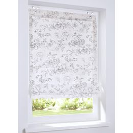 Raffrollo Kutti, B:100cm H:130cm, grau, Obermaterial: 100% Baumwolle, Wohnzimmer, Raffrollos, "Joy", Baumwolle Landhausstil