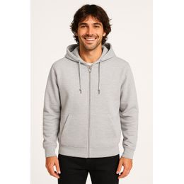 Only & Sons ONLY & SONS Herren Kapuzensweatshirt "ONSCHASE REG ZIP HOOD OTL", grau, Gr. M, meliert, angeraute Sweatware, Obermaterial: 52% Baumwolle, 48%