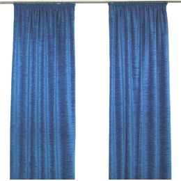 Vorhang WIRTH, B:132cm H:160cm, blau, Chenille, Polyacryl, Wohnzimmer, Gardinen, "Holmsund 288g/qm"