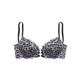 Lascana Damen Push-up-BH, Gr. 70, schwarz-wei&szlig;, Microtouch, Obermaterial: 60% Polyamid, 35% Polyester, 5% Elasthan, BHs, in aufregender Leo-Optik,