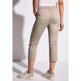 Street One Damen 3/4-Hose, beige, Gr. 36, unifarben, Web, 97% Baumwolle, 3% Elasthan, Hosen, Middle Waist