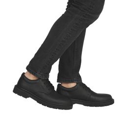 Rieker Herren Schn&uuml;rschuh, Gr. 44, schwarz, Glattleder, unifarben, Schuhe, Halbschuh, Basic-Schn&uuml;rer, mit Profilsohle und Lederinnensohle