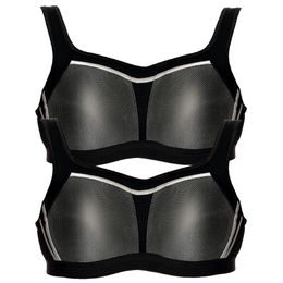 Viania Damen Sport-BH "2er Pack Sport BH extreme", Gr. 75, schwarz, Obermaterial: 81% Polyester PES. 16% Polyamid PA. 3% Elasthan EL., BHs