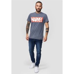 Recovered Damen T-Shirt "Marvel Pixel Logo", blau, Gr. S, bedruckt, 100% Baumwolle, Shirts, im lockeren Schnitt