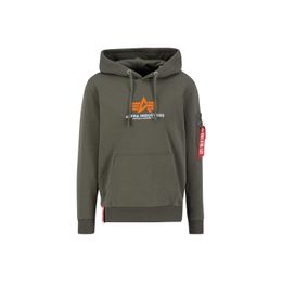 Herren Hoodie "Basic Hoodie BL Rubber", gr&uuml;n, Gr. S, Alpha Industries, Obermaterial: 80% Baumwolle, 20% Polyester, Sweatshirts
