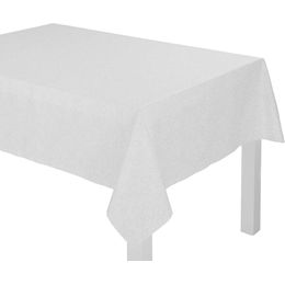Tischdecke WIRTH, B:120cm L:120cm, wei&szlig;, Polyester, Tischdecken, "Westport", Made in Germany, Jacquard Dekostoff, Blatt-Design, Pflegeleicht