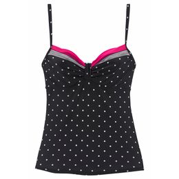 Lascana Damen B&uuml;gel-Tankini-Top "Monroe", schwarz, Gr. 38, gepunktet, gestreift, Polyamid, Bikini-Oberteile