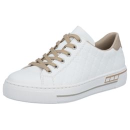 Rieker Damen Plateausneaker, Gr. 38, wei&szlig;, Lederimitat, Schuhe, harmonischen Kontrastdetails, Freizeitschuh, Halbschuh, Schn&uuml;rschuh