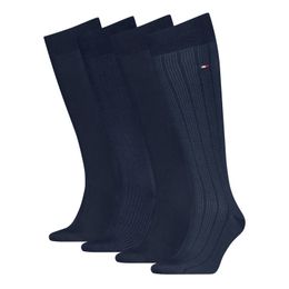 Tommy Hilfiger Damen Kniestrümpfe "TH MEN KNEEHIGH 4P TIN GIFTBOX", Gr. 39, blau, Obermaterial: 68% Baumwolle, 31% Polyamid, 1% Elasthan, Socken