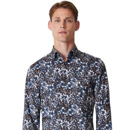 Venti Herren Businesshemd "Venti Businesshemd Jerseyflex Print", blau, Gr. 38, bedruckt, 89% Baumwolle, 11% Elasthan, Hemden