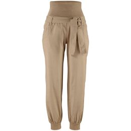 Buffalo Damen Strandhose, grau, Gr. 38, unifarben, Web, Obermaterial: 85% Baumwolle, 15% Leinen. B&uuml;ndchen: 95% Baumwolle, 5% Elasthan, Hosen, aus