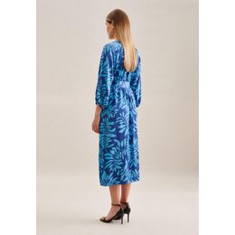 Seidensticker Damen Sommerkleid "Schwarze Rose", blau, Gr. 38, gebl&uuml;mt, 100% Viskose, Kleider, 3/4-Arm Rundhals Bl&auml;tter