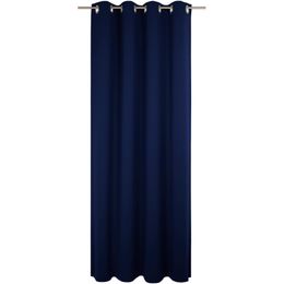 Vorhang WIRTH, B:130cm H:145cm, blau, Jacquard, Baumwolle, Polyester, Wohnzimmer, Gardinen, "Newbury"