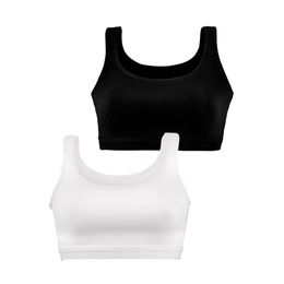 Petite Fleur Damen Bustier, Gr. 32, schwarz-wei&szlig;, Jersey, Obermaterial: 95% Baumwolle, 5% Elasthan (LYCRA), unifarben, Basic, BHs, Cup A/B-C/D aus