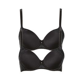 LISCA Damen Schalen-BH "2er Pack Schalen BH Evelyn", Gr. 80, schwarz, Obermaterial: 83% Polyamid PA. 17% Elasthan EL., BHs