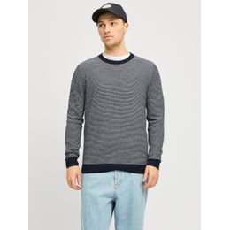 Jack & Jones JACK & JONES Herren Strickpullover "JJBRADY KNIT CREW NECK", blau, Gr. S, unifarben, Strick, Obermaterial: 55% Baumwolle, 45% Polyacryl, Pullover