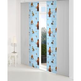 Schiebegardine WIRTH, B:60cm H:145cm, blau, Satin, Polyester, Gardinen, "Ice Age", Disney