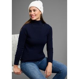 Bruno Banani Damen Rollkragenpullover, blau, Basic, Gr. 36, clean, unifarben, Feinstrick, Obermaterial: 70% Viskose, 30% Polyamid, Pullover, mit