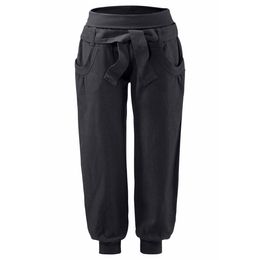 Buffalo Damen Strandhose, schwarz, Gr. 34, unifarben, Web, Obermaterial: 85% Baumwolle, 15% Leinen. B&uuml;ndchen: 95% Baumwolle, 5% Elasthan, Hosen, aus