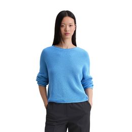 Marc O'Polo MARC O'POLO Damen Strickpullover "aus Heavy-Weight-Organic-Cotton", blau, Gr. S, unifarben, Obermaterial: 100% Baumwolle, Pullover