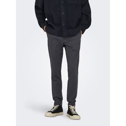 Only & Sons ONLY & SONS Herren Chinos "ONSMARK SLIM CHECK 020960 PANT", blau, Gr. 28, meliert, Web, Obermaterial: 64% Viskose, 31% Polyester, 5% Elasthan, Hosen