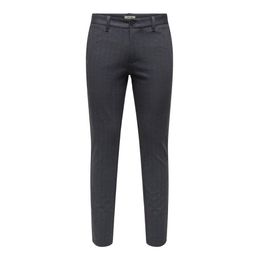 Only & Sons ONLY & SONS Herren Chinos "ONSMARK SLIM CHECK 020960 PANT", blau, Gr. 32, meliert, Web, Obermaterial: 64% Viskose, 31% Polyester, 5% Elasthan, Hosen