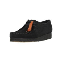 Clarks Damen Schn&uuml;rschuh "Wallabee. Black Sde", Gr. 39, schwarz, Leder, Schuhe, mit unnachahmlicher Kreppsohle