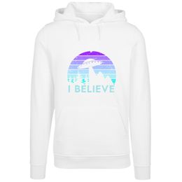 F4NT4STIC Damen Kapuzenpullover "I BELIEVE UFO Alien Raumschiff Retro", wei&szlig;, Gr. XXL, Obermaterial: 65% Baumwolle, 35% Polyester, Pullover, Premium