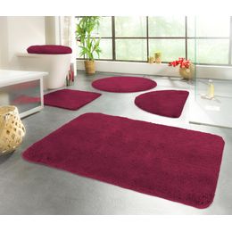 Badematte Kinzler, H:20mm, rot, Polyester, Badematten, "Chaozhou, Badvorleger, Badezimmer Teppich", Badteppich, Uni Farben, weich, als rechteckig,
