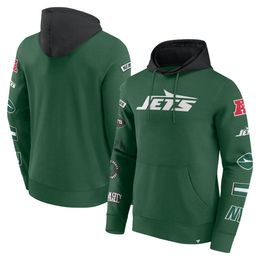 Fanatics Damen Kapuzenpullover "Fanatics Hoodie New York Jets Patched Out Fleece", gr&uuml;n, Gr. XXL, 60% Baumwolle, 40% Polyester, Pullover